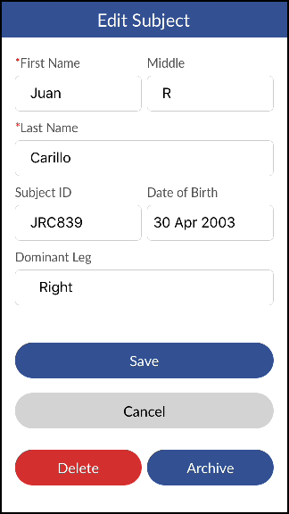 Editing a Subject (iOS) - King Devick Support