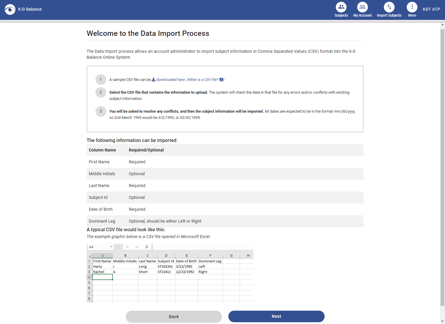 Importing Subjects (Web App) - King Devick Support