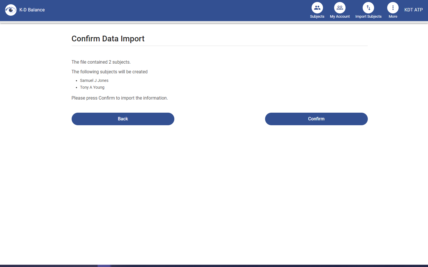 Importing Subjects (Web App) - King Devick Support