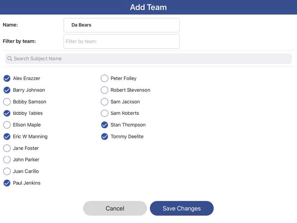 Adding a Team (iOS and Android) - King Devick Support
