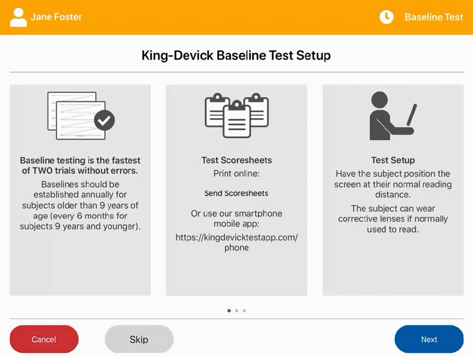 How to Administer a Baseline Test (iOS) - King Devick Support