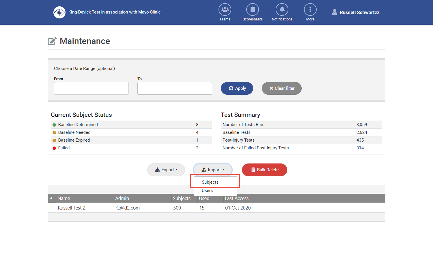 Getting Started for Administrators - King Devick Support