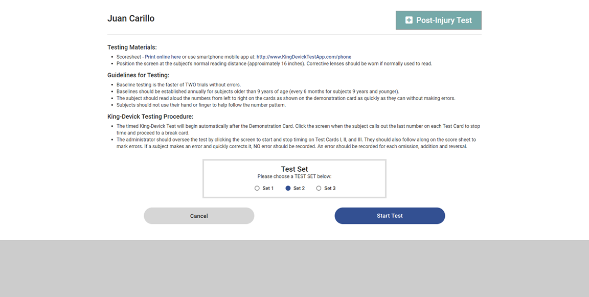 How to Administer a Post-Injury Test (Web) - King Devick Support