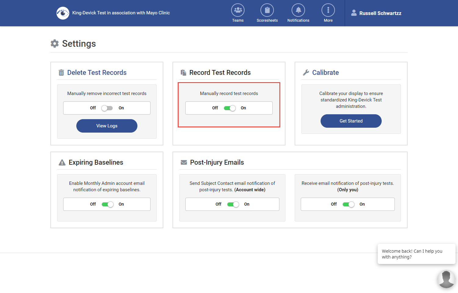 Recording a K-D Test (Web) - King Devick Support