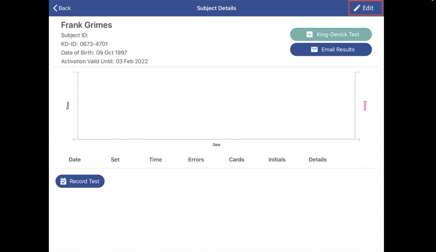 Activating and Archiving Subjects(iOS) - King Devick Support