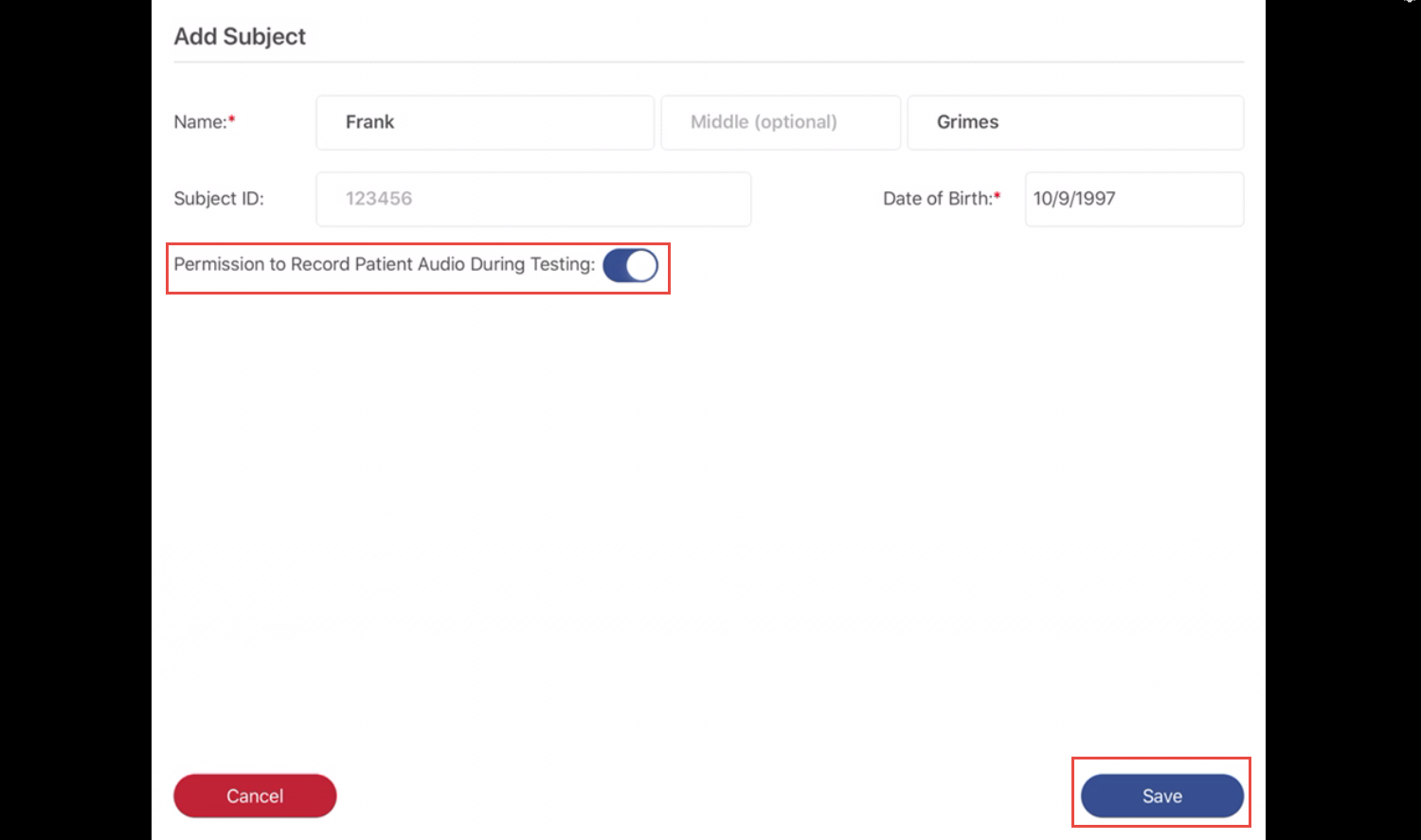 Adding a Subject (iOS) - King Devick Support