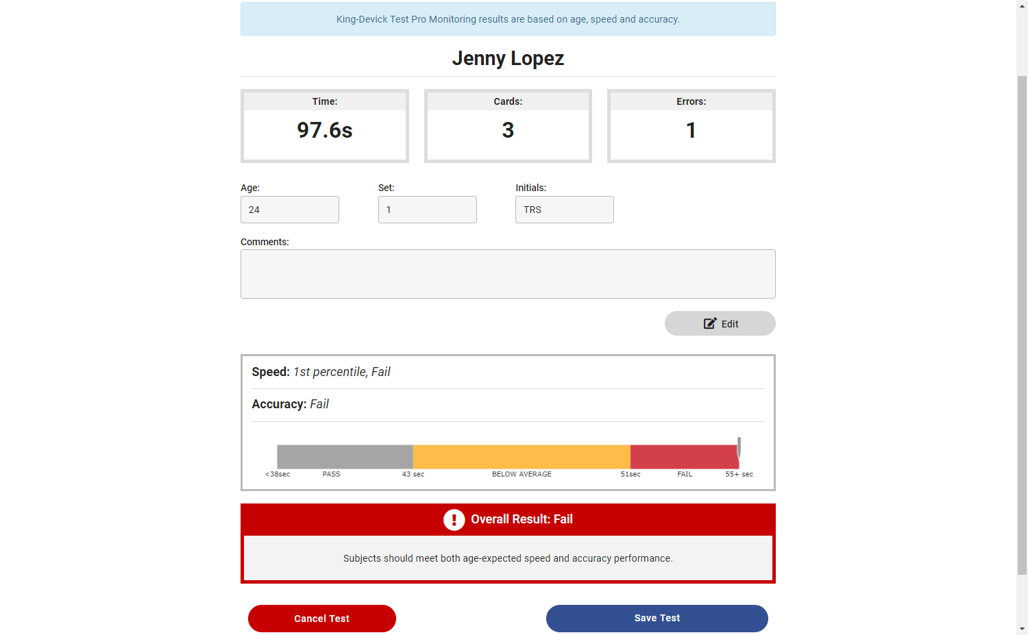Administering a K-D Test (Web App) - King Devick Support