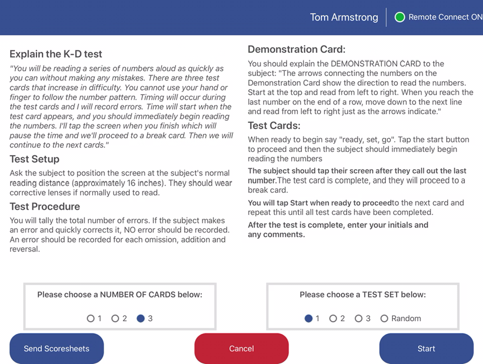 How to Administer Remote K-D Test (iOS) - King Devick Support