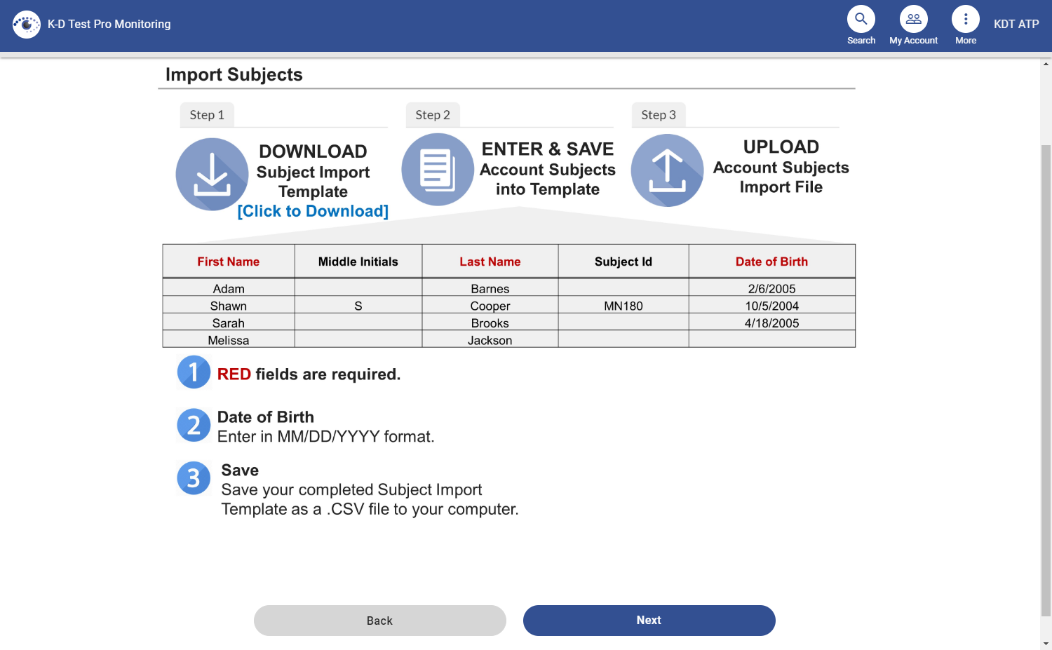 How to Import Subjects (Web App) - King Devick Support