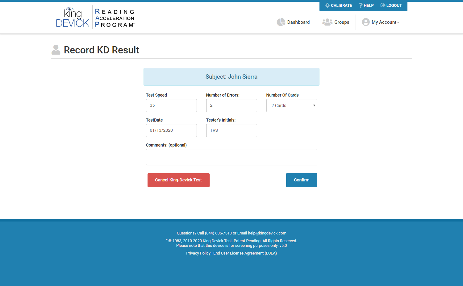 Selecting a Starting Speed - King Devick Support
