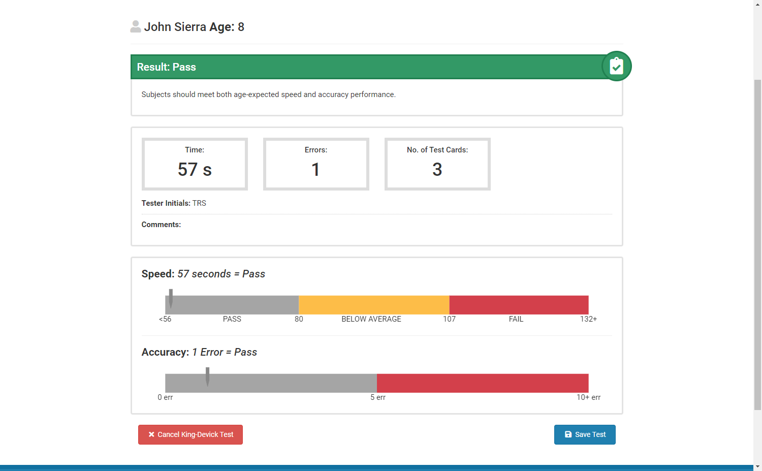 Selecting a Starting Speed - King Devick Support