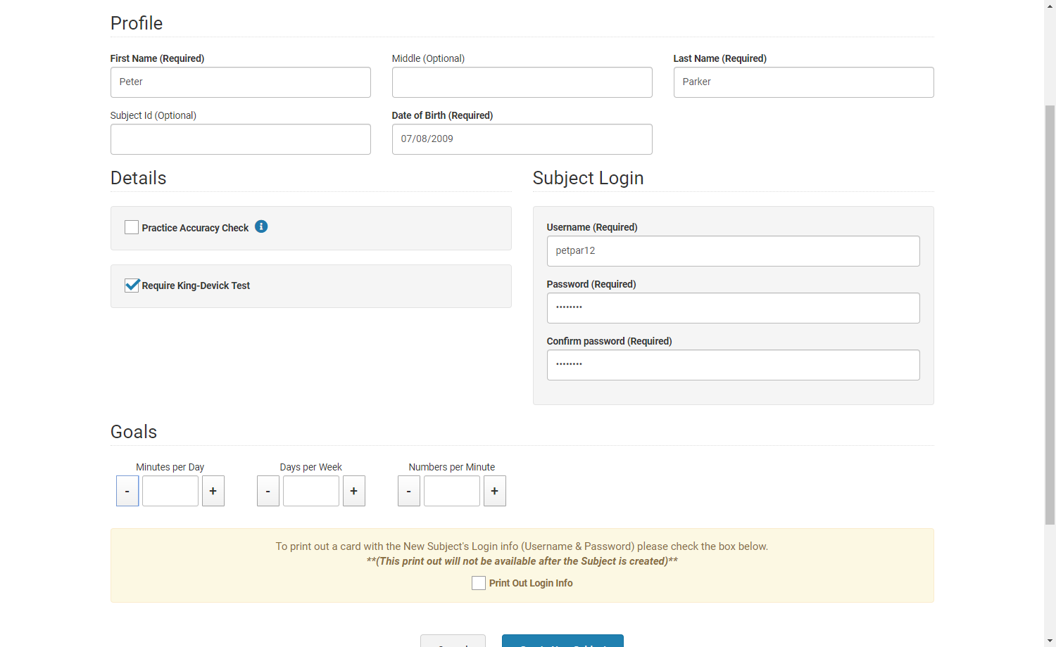 Signing in as a Subject - King Devick Support