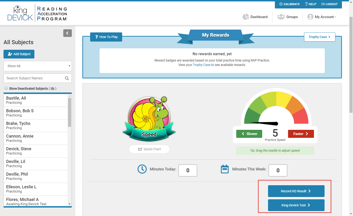 Signing in as a Subject - King Devick Support